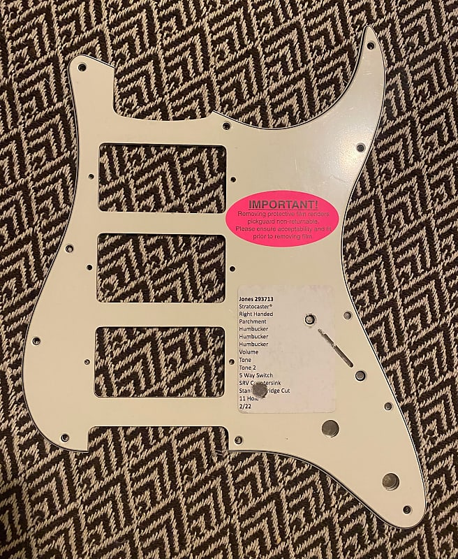 Warmoth Stratocaster HHH Pickguard 2022 Parchment | Reverb