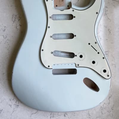 MJT VST Strat Body - NITRO Faded Sonic Blue | Reverb