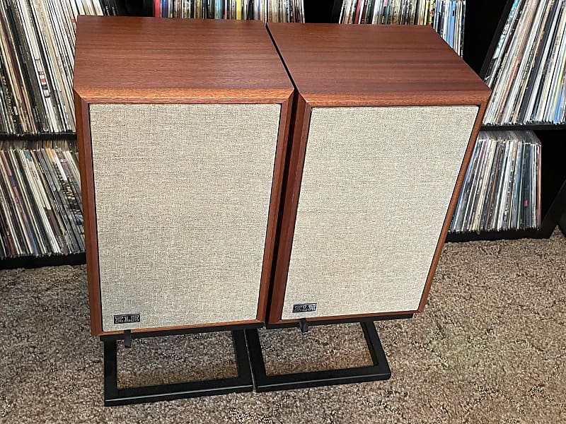 KLH Model 3 Speaker Pair with Stands West African Mahogany | Reverb