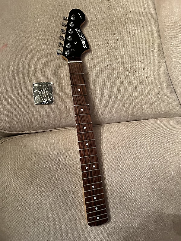 Fender Starcaster Black Sparkle Loaded Headstock Reverb