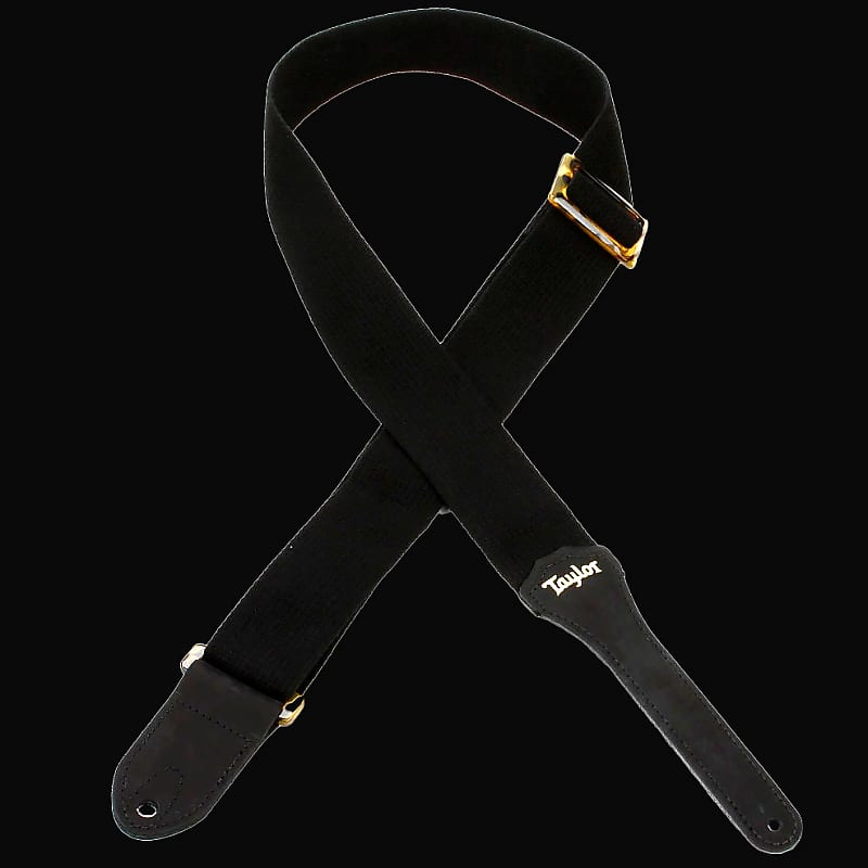 Taylor GS Mini Cotton Guitar Strap w/ Suede Ends Black 2" | Reverb