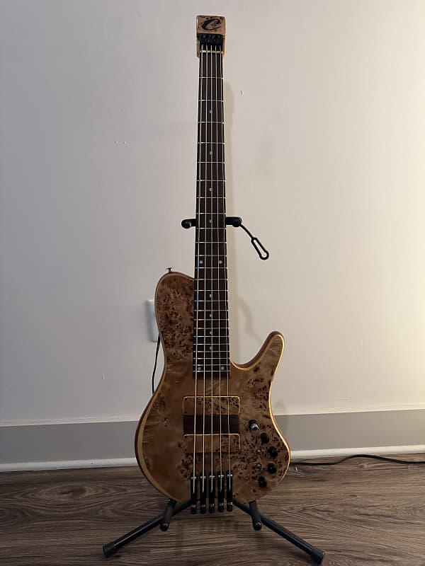 Camazon Explorer 2022 - Poplar Burl Headless 5 String Bass | Reverb