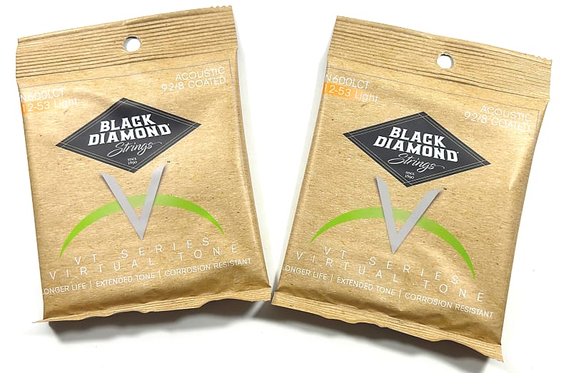 Black Diamond Guitar Strings 2 Sets Acoustic Light Coated | Reverb