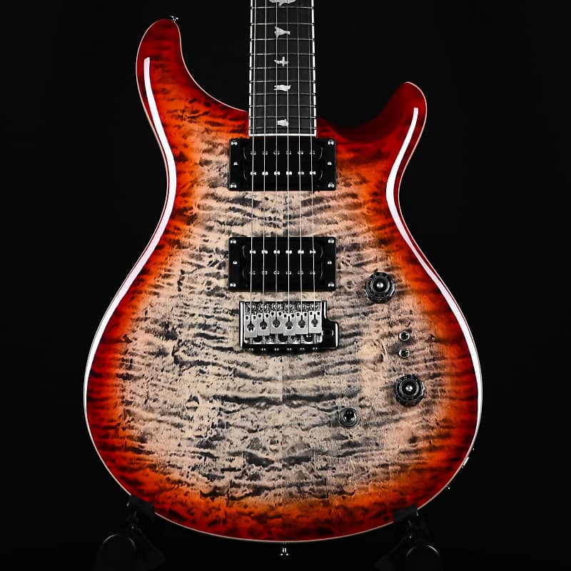 PRS SE Custom 24-08 Quilt Top Electric Guitar - Charcoal | Reverb