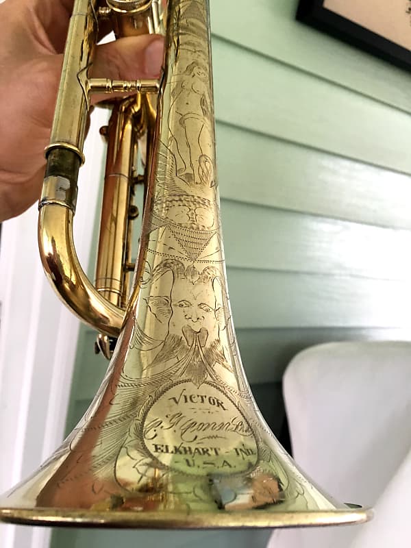 CONN 80A 1922 GOLD PLATE CORNET STENBERG PORTRAIT LEDA & SWAN | Reverb