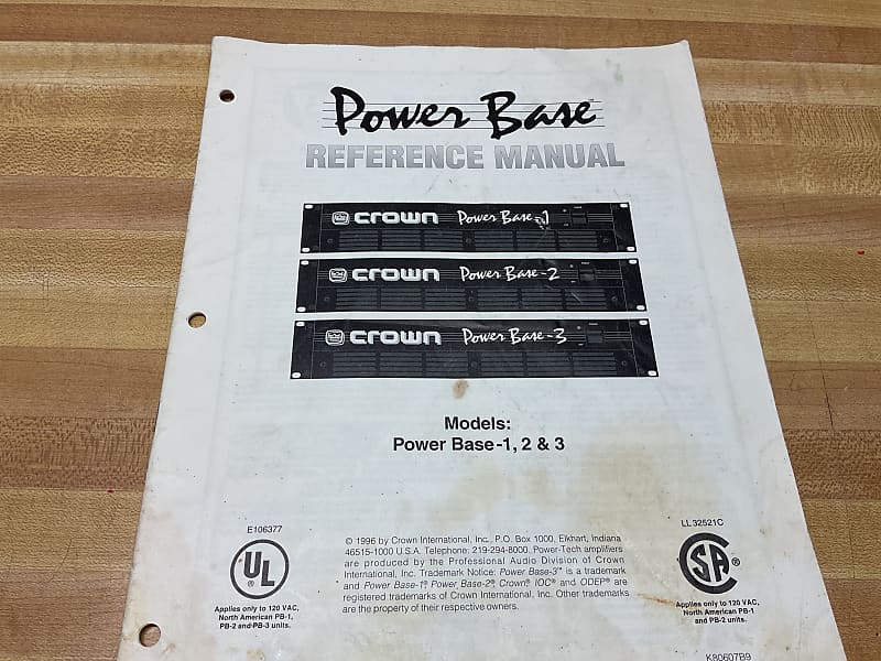 Crown Power Base Reference Manual 1,2,&3 | Reverb