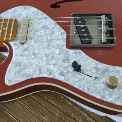 Custom Built Telecaster 2021 Glitter Red With White Binding | Reverb