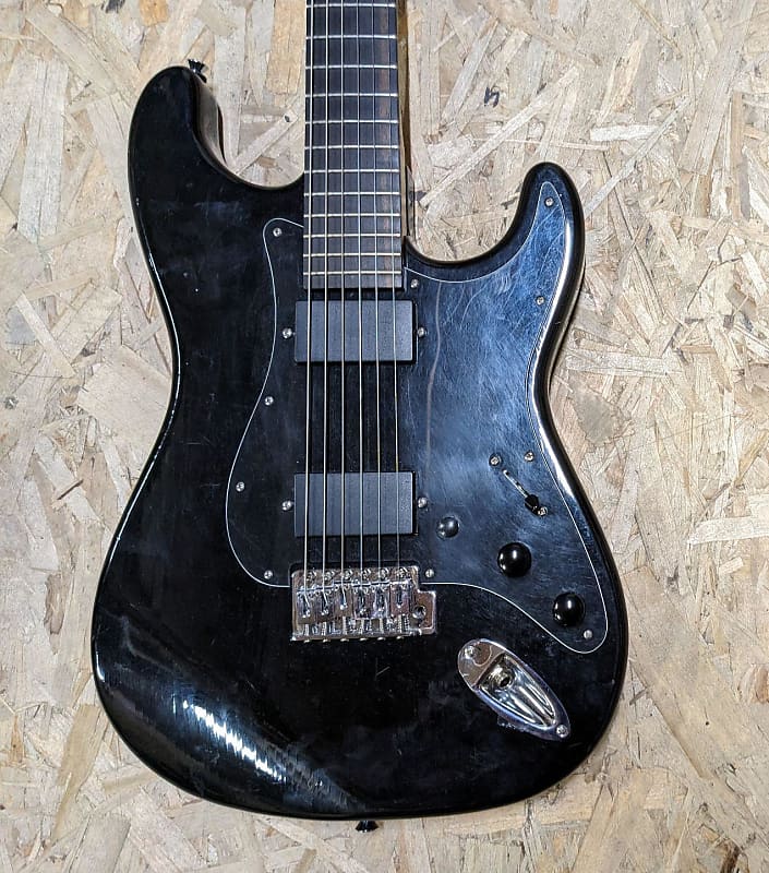 Black Warmoth/Partscaster Baritone Strat | Reverb