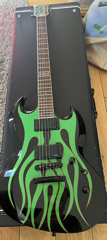 ESP LTD GRYNCH 2003 - Black with green flames | Reverb
