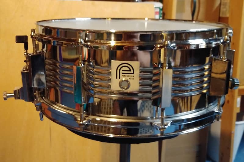 Vintage Percussion Plus Double Strainer Chrome Snare. Stock. | Reverb