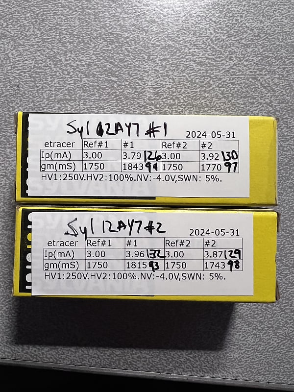 Sylvania 12ay7 NOS eTracer Matched Pair | Reverb