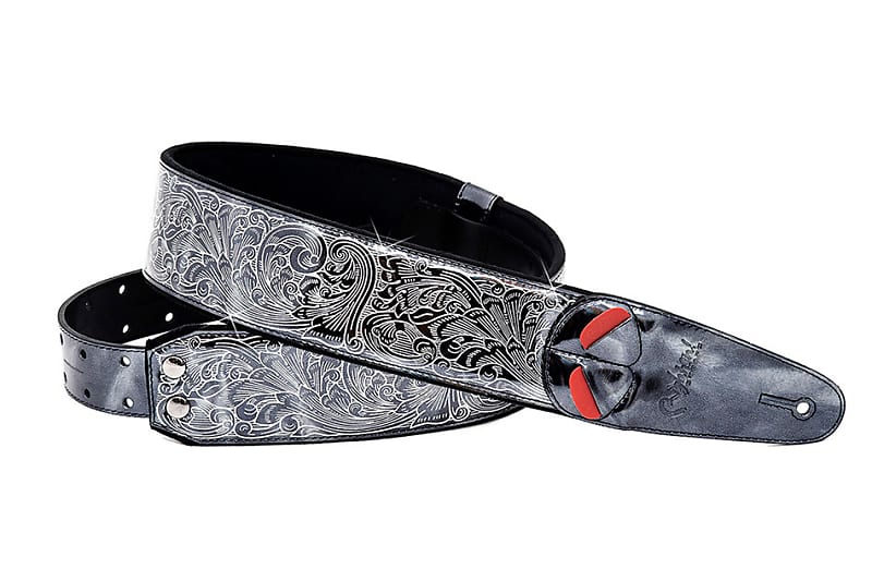 RightOn! Mojo Revolver Guitar Strap; Titanium | Reverb