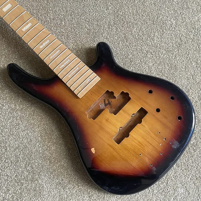 5 String Bass Maple Wood Neck with Tobacco Burst Basswood | Reverb