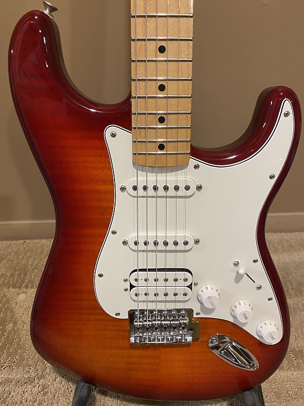 Fender Standard Stratocaster HSS Plus Top - Aged Cherry | Reverb