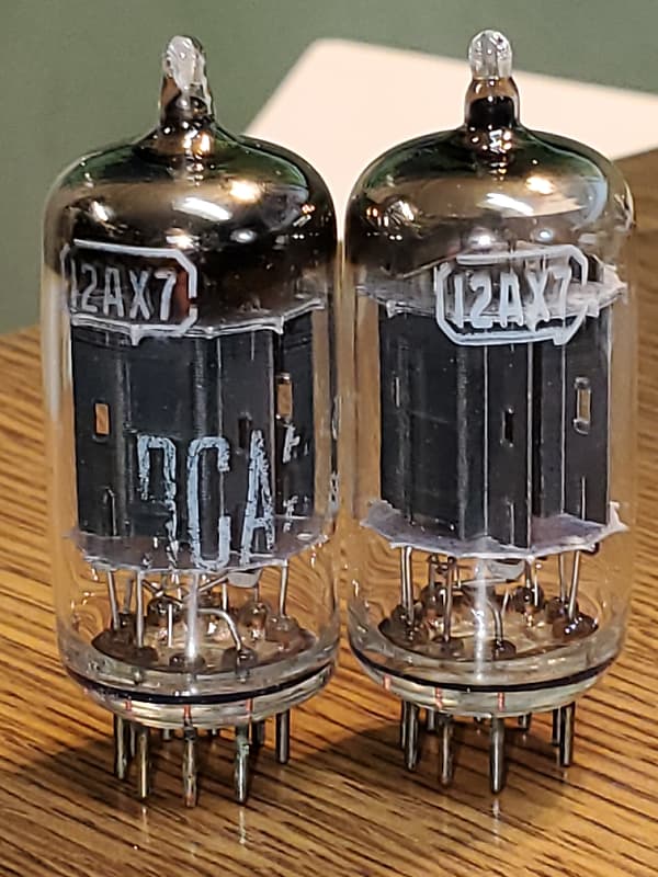 12AX7 RCA Black Plate Matched Pair MaxiPreamp2/TV7 Tested (2) | Reverb