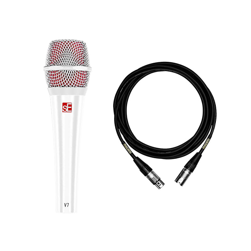 sE Electronics V7 White Dynamic Vocal Microphone Bundle with | Reverb