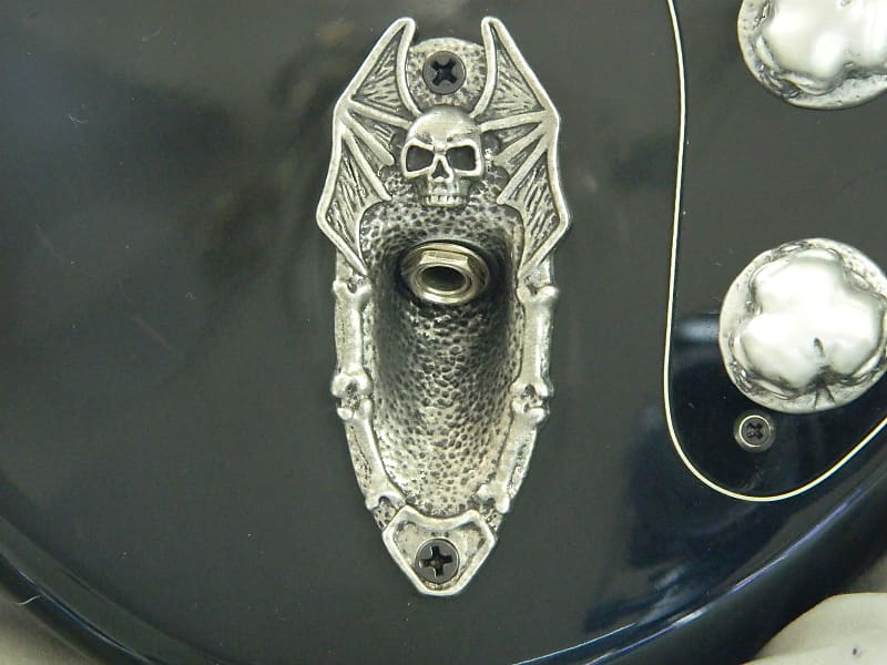 skull jack cover plate for fender stratocaster strat guitar | Reverb