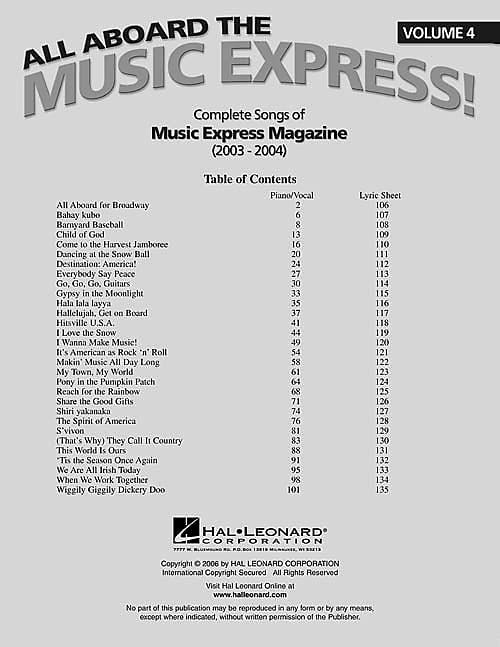 All Aboard The Music Express Volume 4 Complete Songs Of Music | Reverb