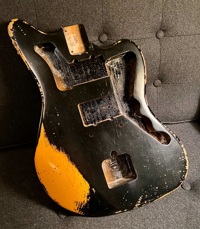MJT Jazzmaster Body 2022 - Black Over Capri Orange | Reverb