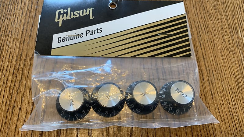 Gibson Top Hat Knobs (4) Black-Silver | Reverb
