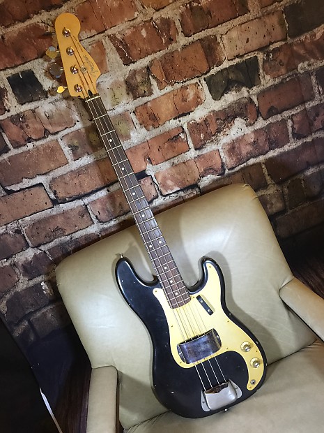 Fender Precision P Bass - Relic Black 2003 W/HSC - Gold | Reverb