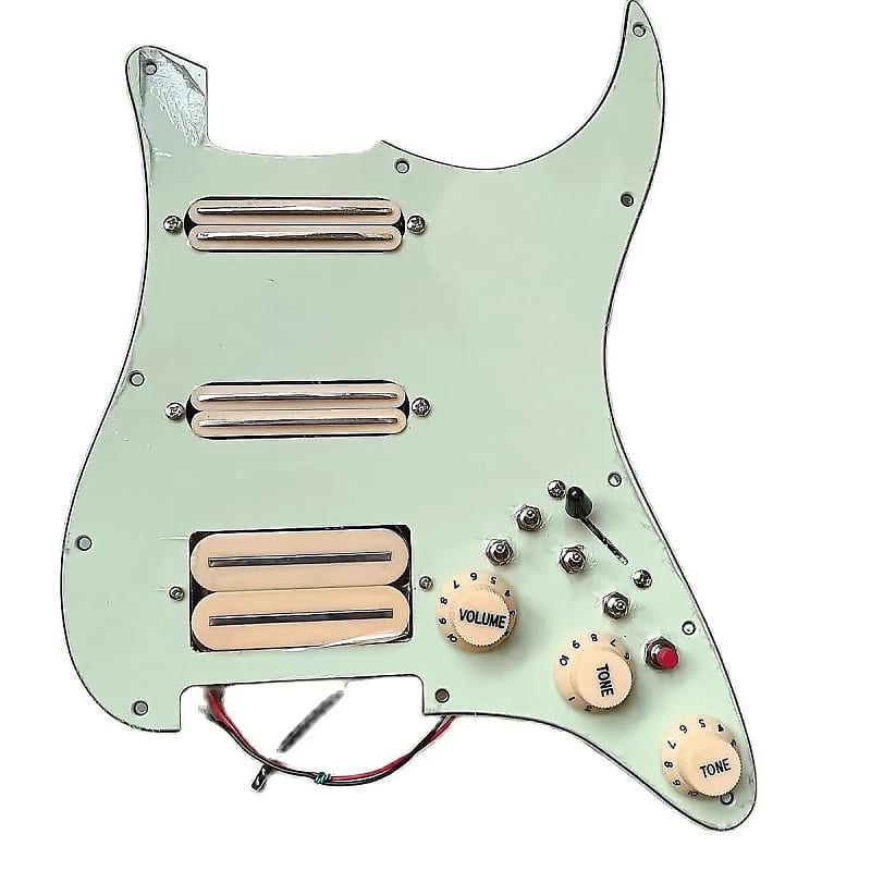 Mint Green HSS Strat Style Guitar Prewired Loaded Pickguard, | Reverb