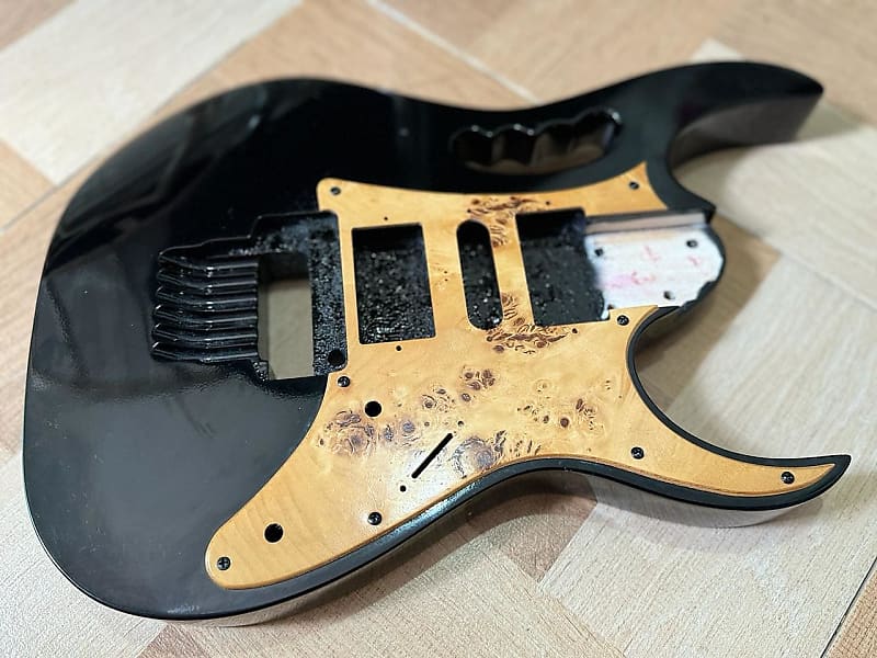 Original Black Ibanez JEM JR BODY w/Poplar Burl Veneer | Reverb