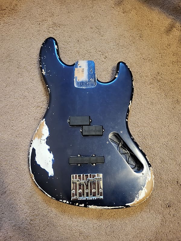 MJT Loaded J Body Midnight Blue Over White (Relic) | Reverb