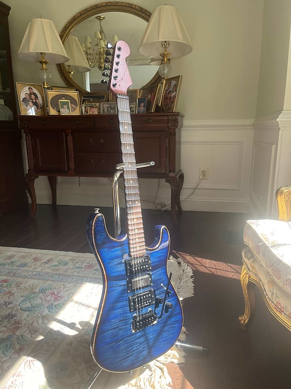 Warmoth S Type 2010-ish? - Scalloped Fretboard - Blue AAA | Reverb