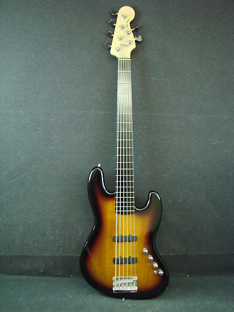 Squier Deluxe 6-String Jazz Bass With Gig Bag Tobacco Burst | Reverb