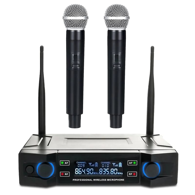 Professional 2-Channel UHF Wireless Dual Microphone System – | Reverb