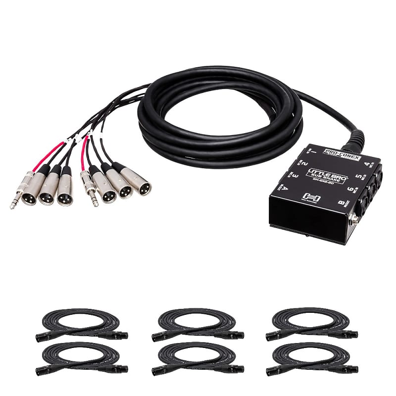 Hosa SH-6X2-30 30ft Little Bro Sub Snake and 6x 25ft Pro XLR | Reverb