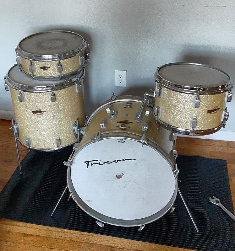 Vintage 1960's TRIXON 4 Piece Drum Kit - Gold Sparkle - | Reverb