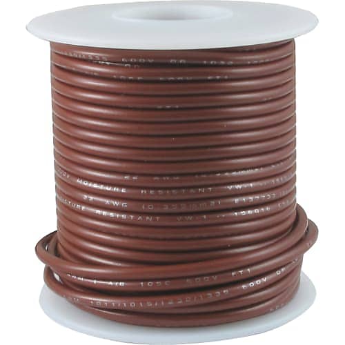 Brown Wire - 22 AWG Solid Core, PVC, 600V, 50 Foot Roll | Reverb