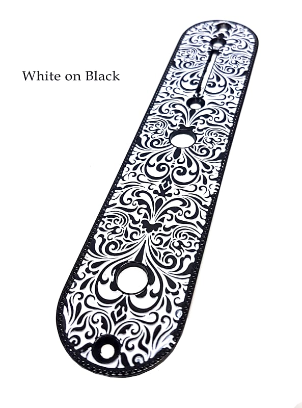 Brio Engraved Pattern Metal Tele Control Plates White on | Reverb UK