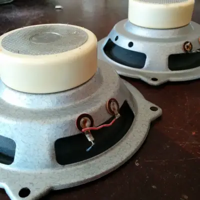 Uher Pair 6 Ohm 4.5" Speaker Drivers Full Range 1960s Silver | Reverb