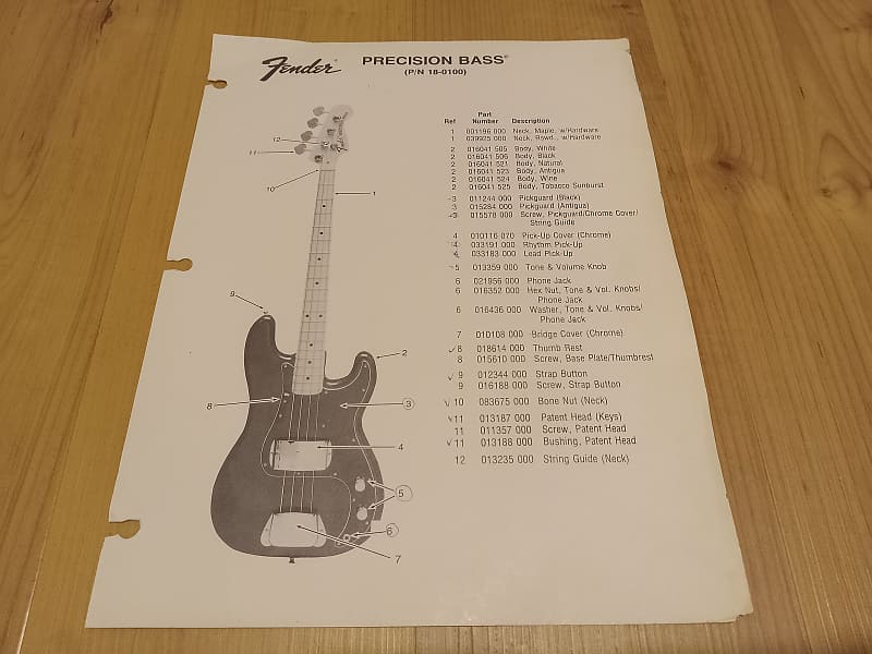 Vintage Late 1970's Fender Precision Bass Replacement Parts | Reverb
