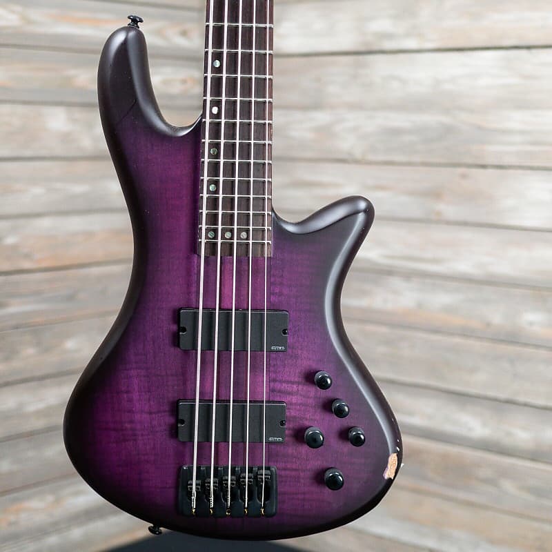Schecter Stiletto Studio 5 String Bass Guitar in Transparent | Reverb