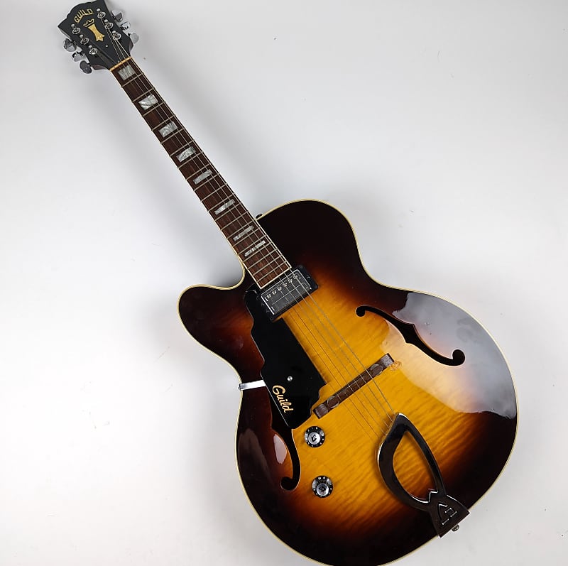 Left Handed Guild X150 90's Sunburst Savoy Archtop Electric W | Reverb