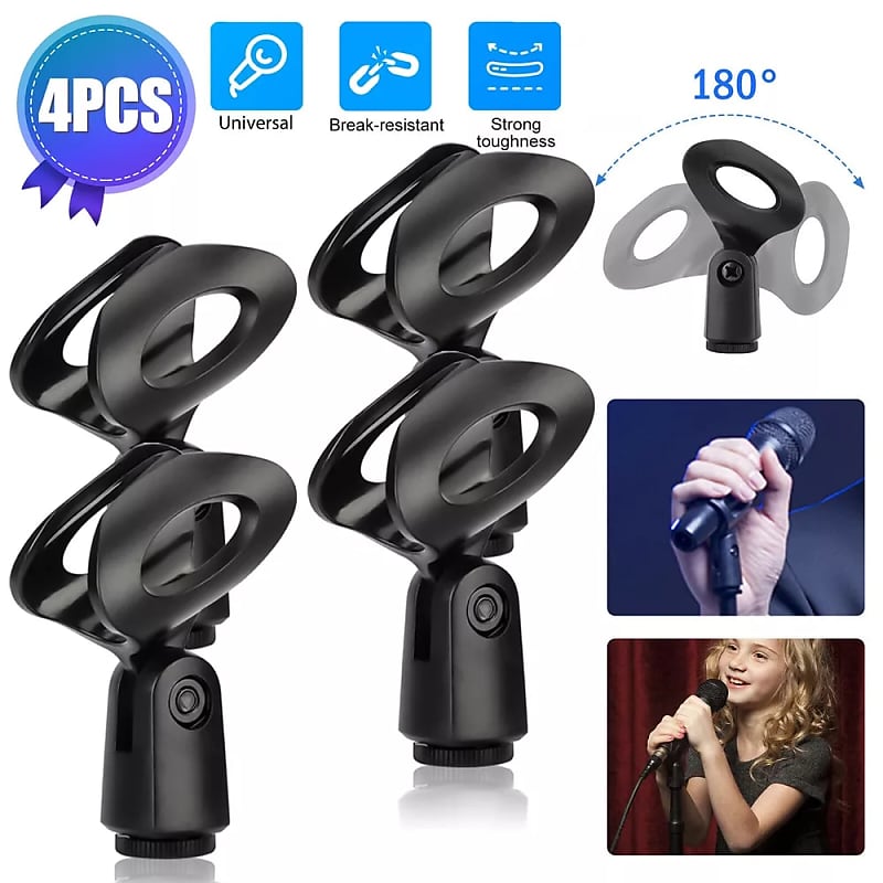 4 Pcs 180Â° Universal Microphone Clips Clamp Holder For | Reverb