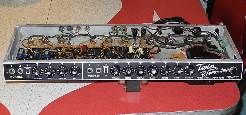 Vintage 1967 Fender Blackface Twin Reverb Chassis Guitar Amp | Reverb
