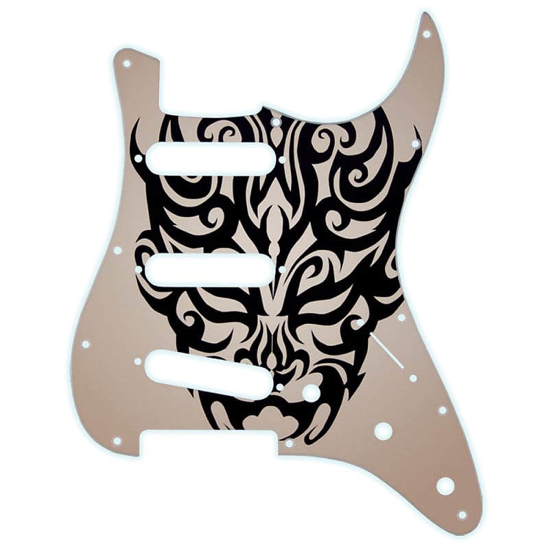 X-Guards Strat Pickguard SSS Std. Mask Tattoo Tribal | Reverb
