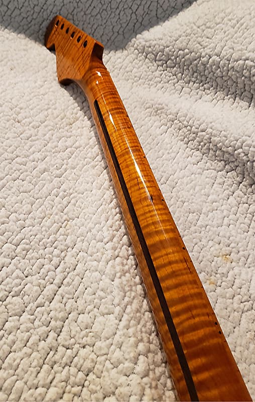 Stunning USA made Roasted,flame maple neck. Made for Strat | Reverb
