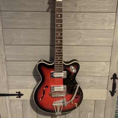 Teisco Japan Mayfair Deluxe Hollow Body Guitar 60s Red Burst | Reverb