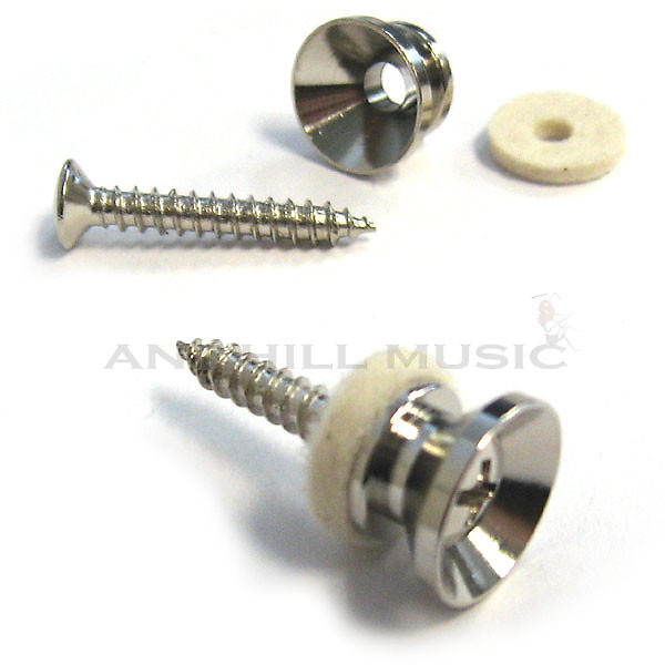 Mighty Mite Guitar & Bass Strap Buttons Set - Chrome | Reverb