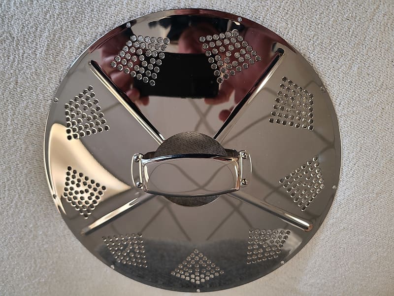 Unknown Resonator biscuit bridge cover plate 2022 - Chrome | Reverb