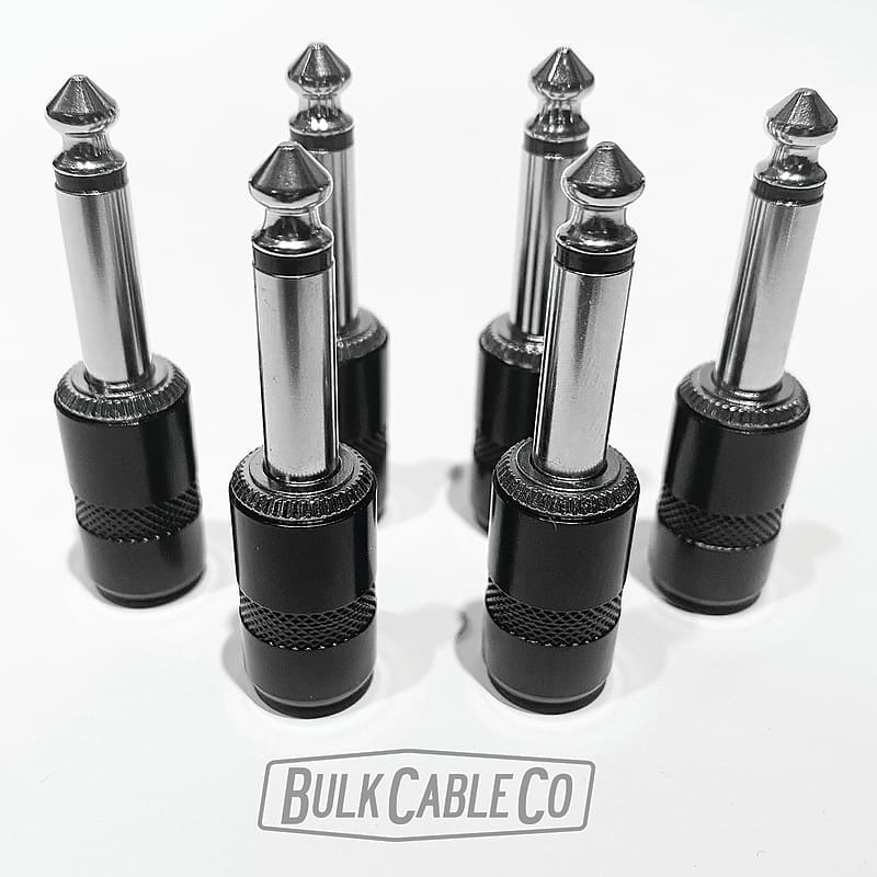 6 Pack - BulkCableCo 1/4" Straight Short Body Connector - DIY | Reverb