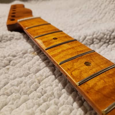 Very Impressive USA roasted flame maple neck with flame maple | Reverb