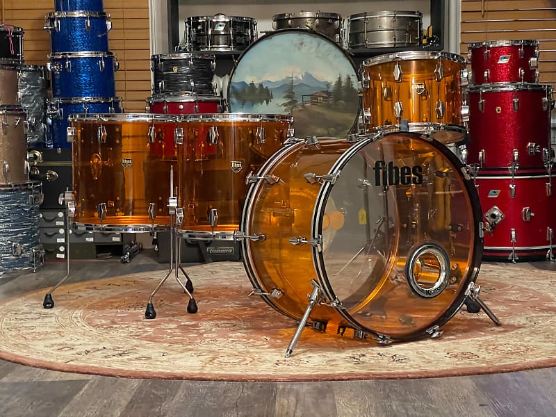 Fibes Crystalite Amber Acrylic Drum Set 24/14/16/18 Austin | Reverb