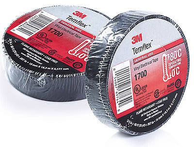 2 3M 1700 165 Temflex Insulated Vinyl Black Electrical Tape | Reverb
